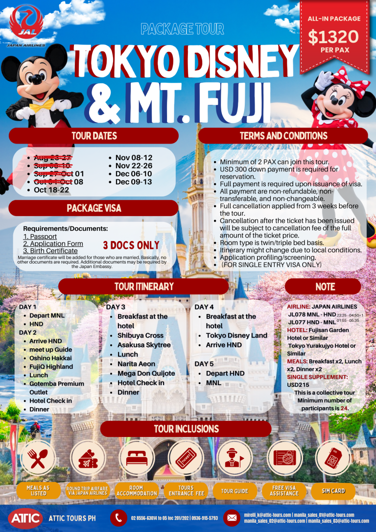 Tokyo Disneyland & Mt. Fuji (Visa Package) – Attic Tours